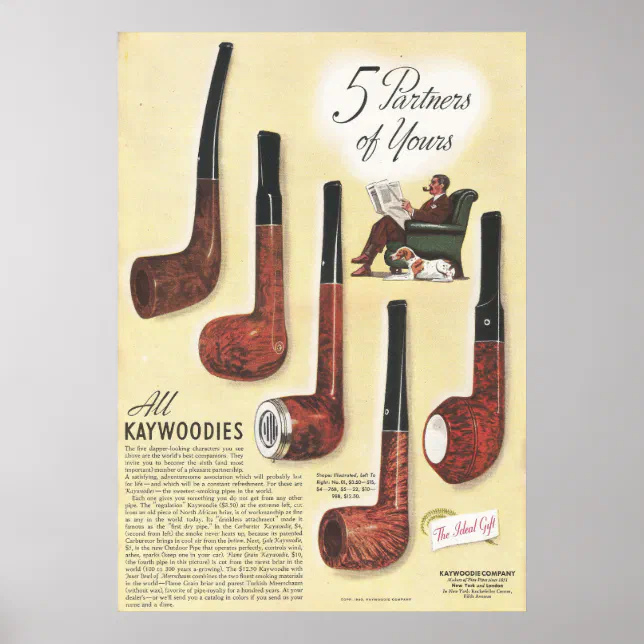 1940 Vintage Pipe Ad Poster | Zazzle
