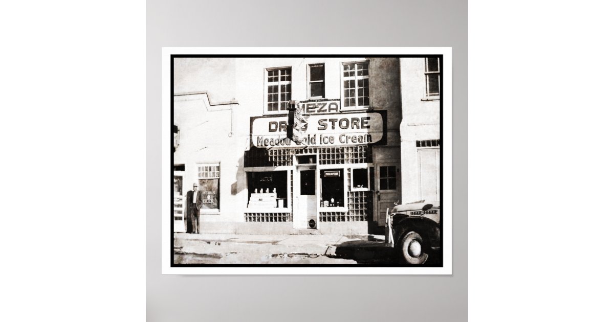 1940's Black & White Photo of Drug Store Poster | Zazzle