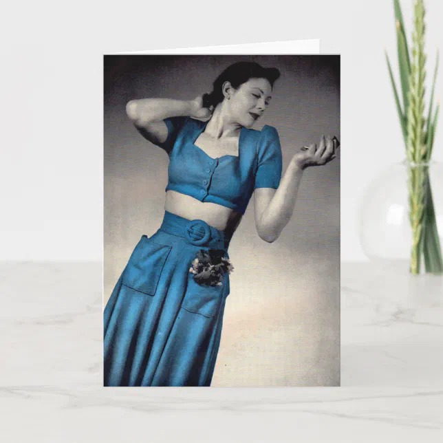 1940s fashion photo bare midriff style card | Zazzle
