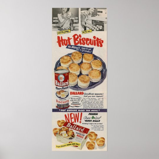 1950 Ballard Biscuits Ad Poster | Zazzle.co.uk