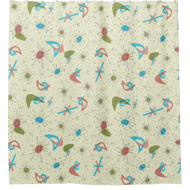 1950s Vintage Atomic Design Shower Curtain | Zazzle