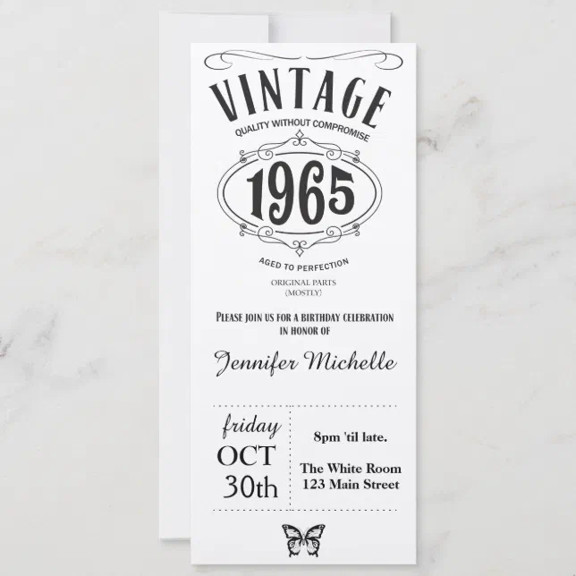 1965 Vintage Birthday Invitation | Zazzle