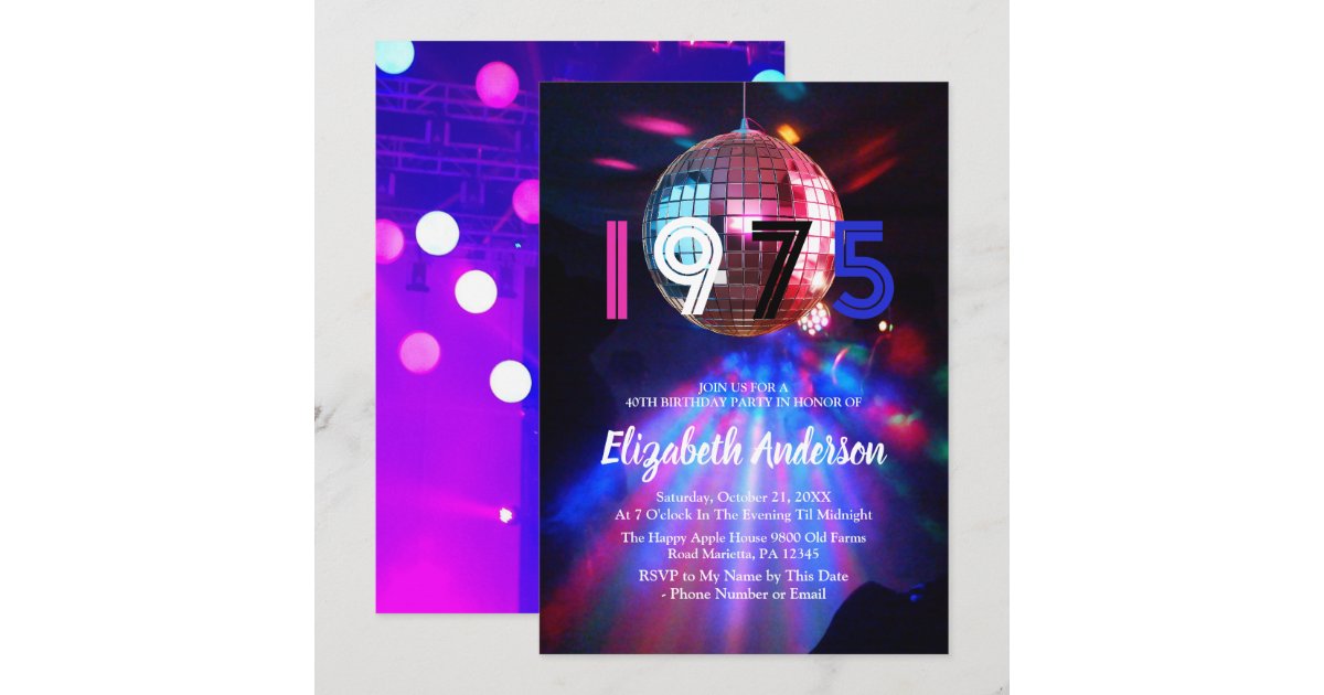 1975 Disco Ball 50th Birthday Party Invitation | Zazzle