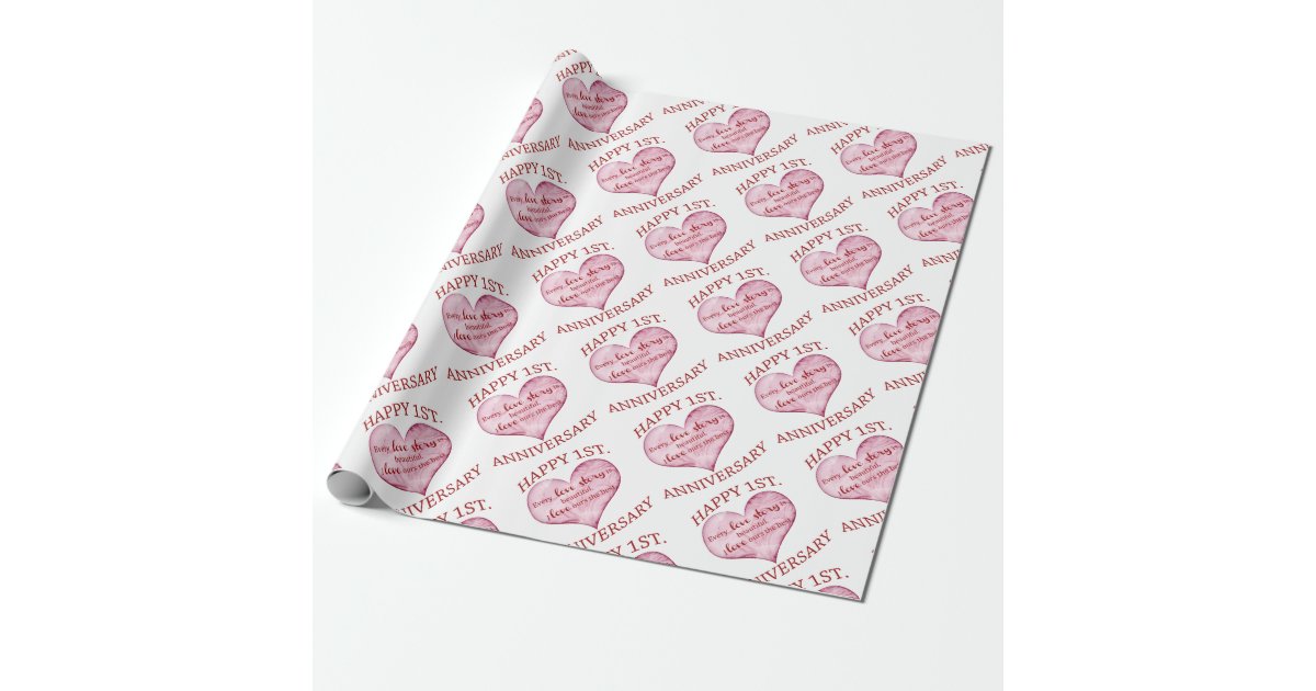 1st. Anniversary Wrapping Paper | Zazzle