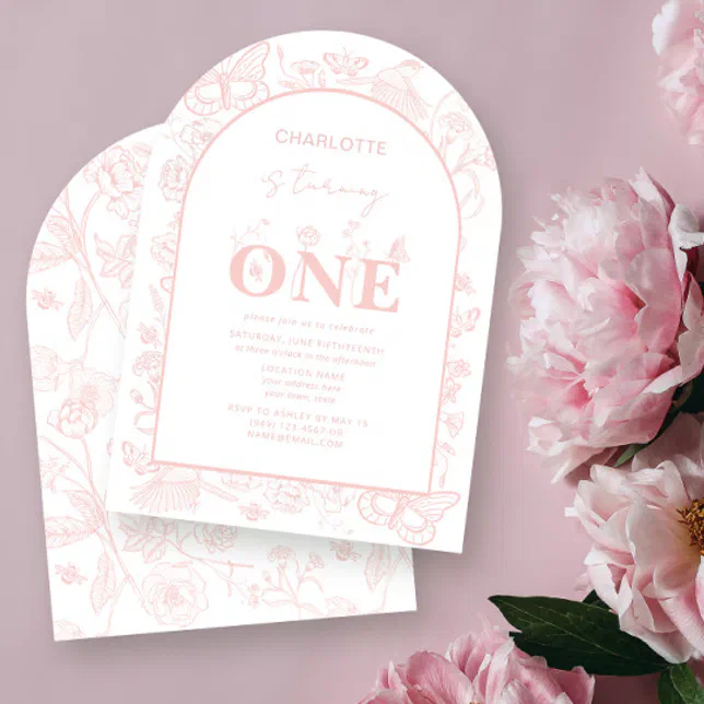 1st Birthday Blush Pink Floral Is Turning One Invitation | Zazzle