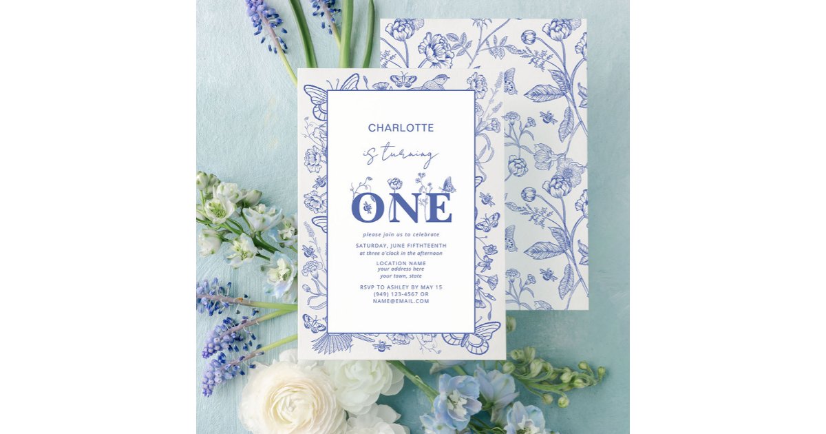 1st Birthday Chinoiserie Blue Is Turning One Invitation | Zazzle