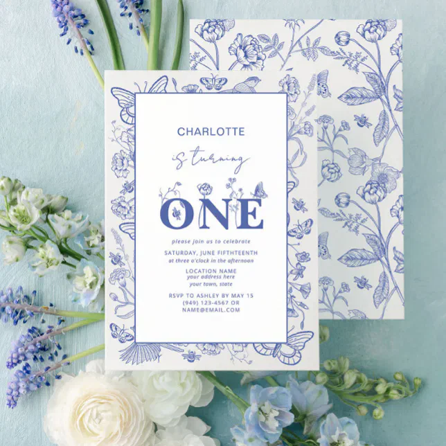 1st Birthday Chinoiserie Blue Is Turning One Invitation | Zazzle