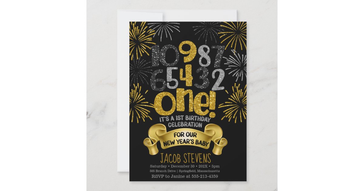 1st Birthday Party New Years Countdown Invitation | Zazzle