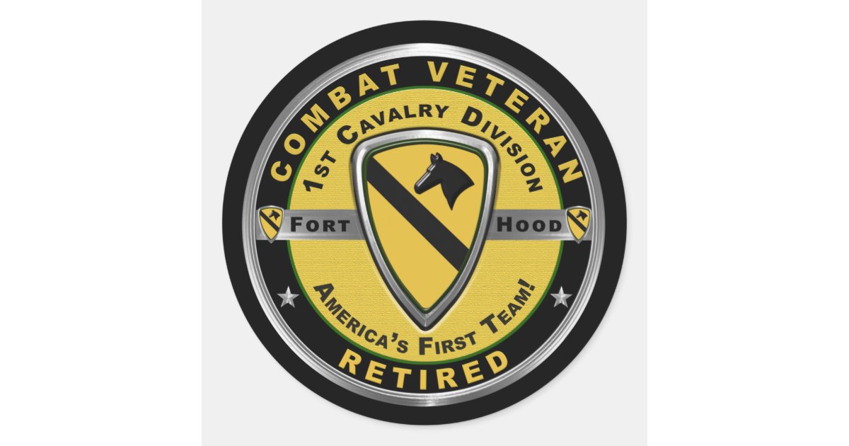 1st Cavalry Division 1st CAV Retired Classic Round Sticker | Zazzle