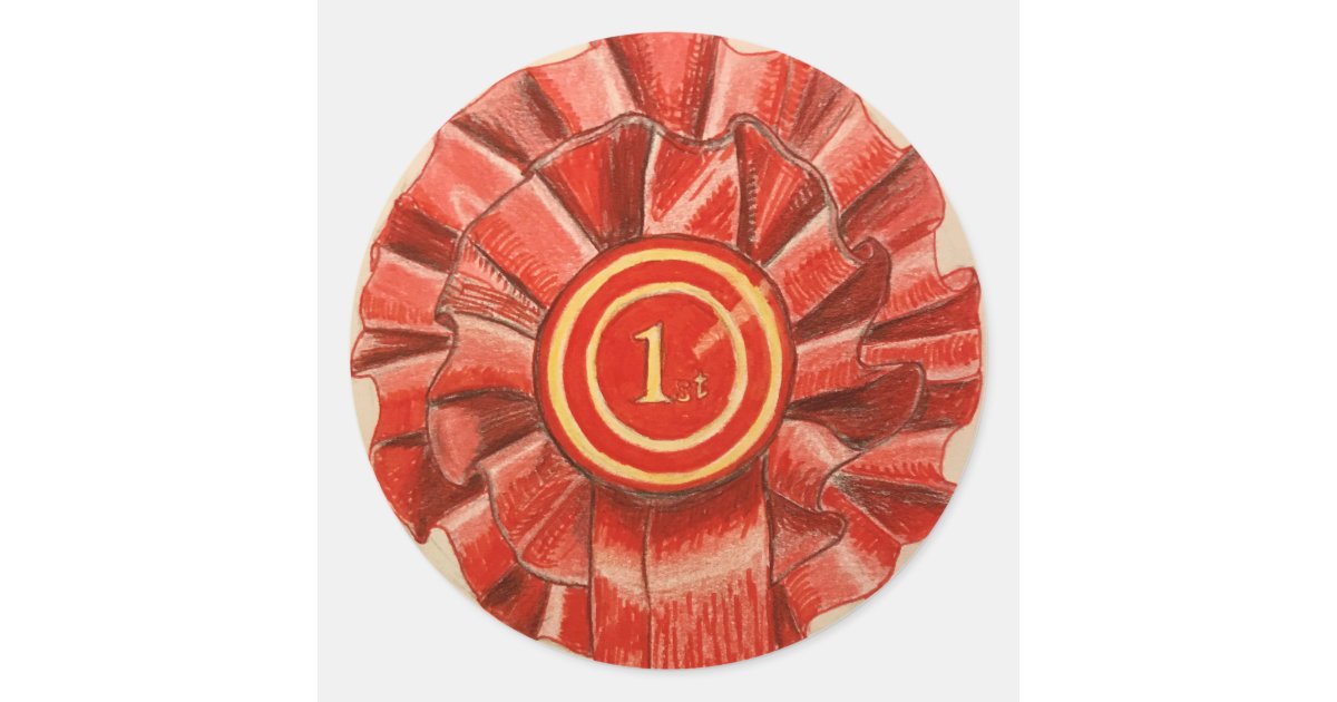 1st place red rosette award sticker | Zazzle