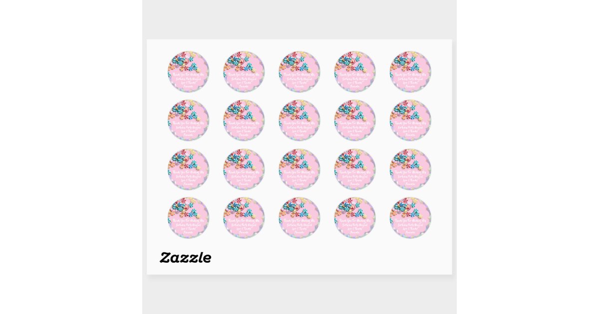1th Birthday Favour Baby Shower Pink Jelly Belly Classic Round Sticker ...