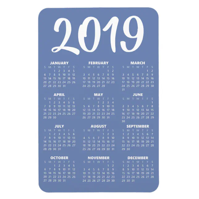 2019 Calendar Magnet - Blue Grey | Zazzle