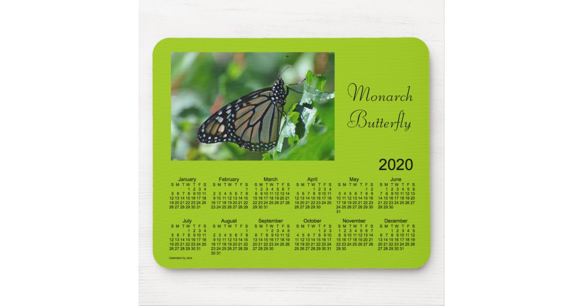 2020 Monarch Butterfly Calendar by Janz Mouse Mat | Zazzle