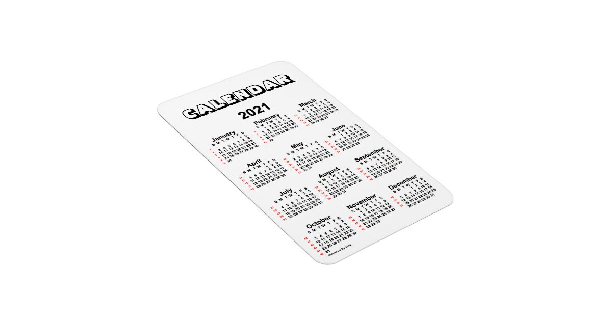 2021 White 52 Weeks Calendar by Janz 4x6 Magnet | Zazzle