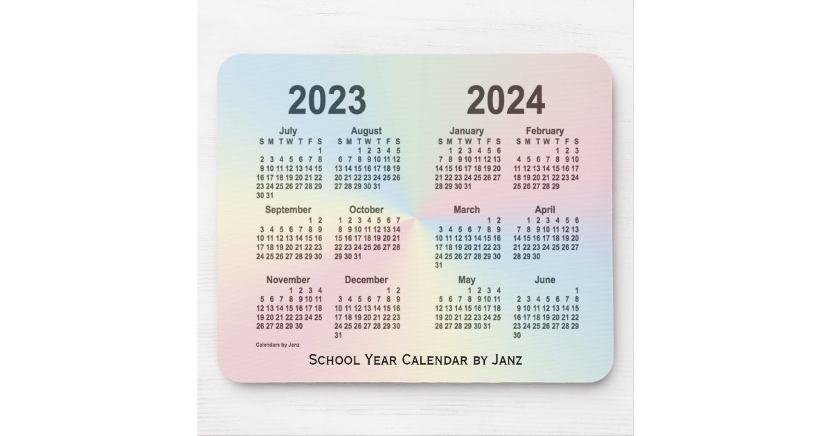 2023-2024 Rainbow Cloud School Calendar by Janz Mouse Mat | Zazzle