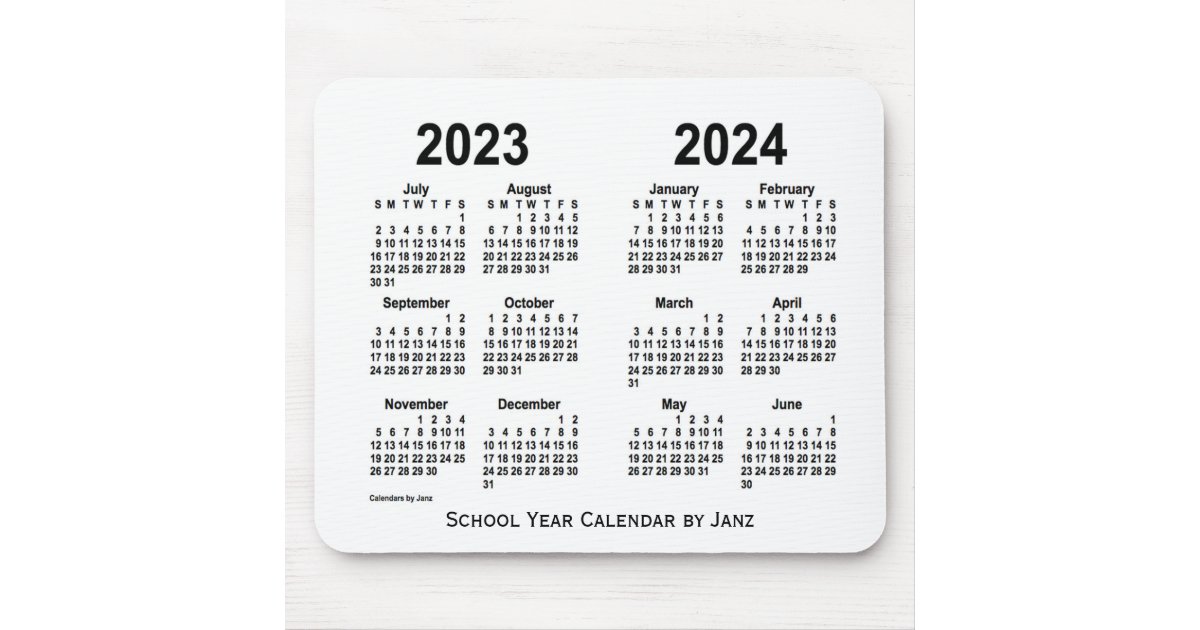 2023-2024 White School Calendar by Janz Mouse Mat | Zazzle