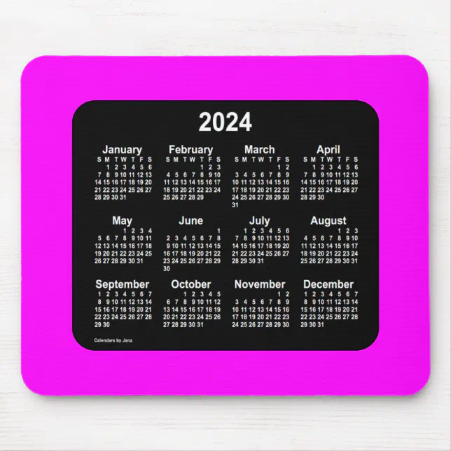 2024 Magenta Neon Two Tone Calendar by Janz Mouse Mat | Zazzle