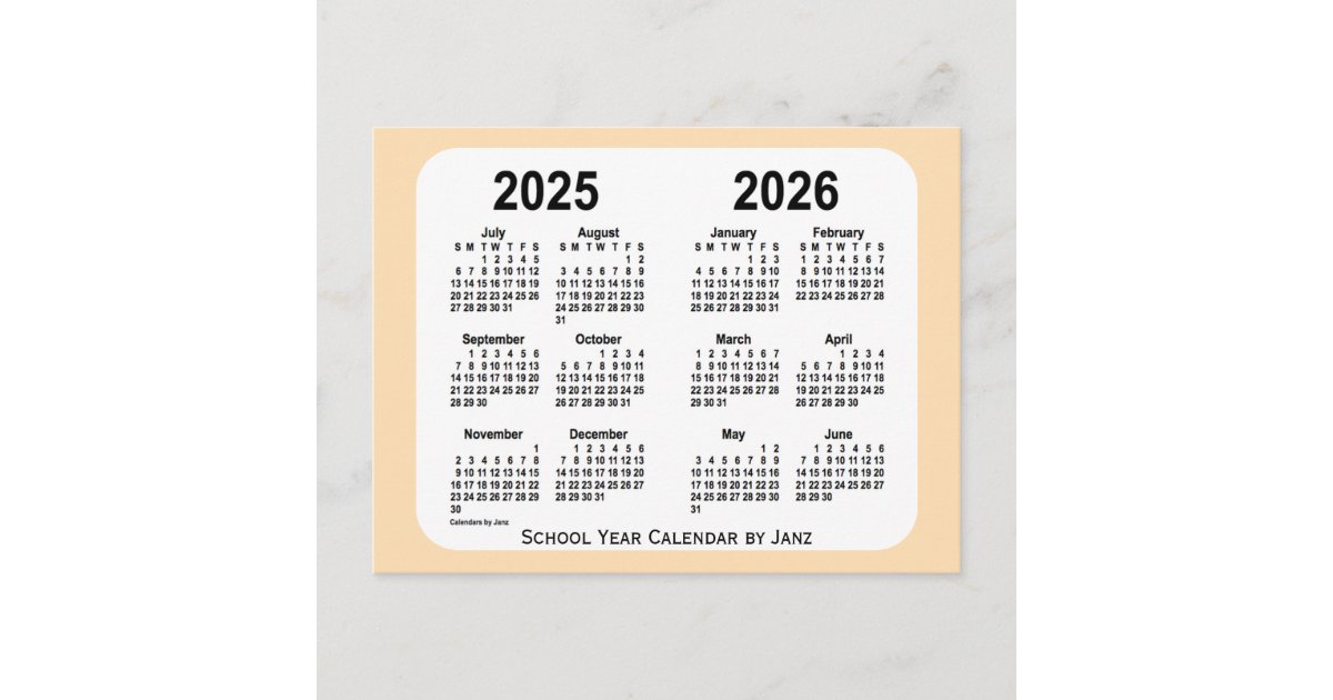 2025-2026 Wheat Mini School Calendar by Janz Postcard | Zazzle