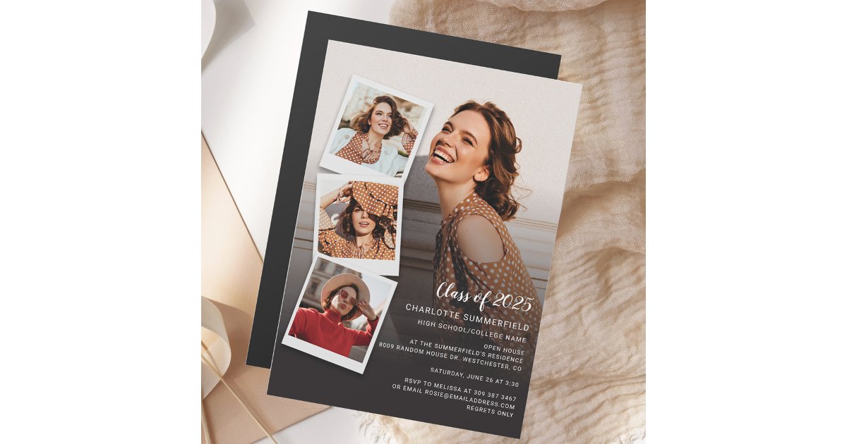 2025 Graduation Photos Grad Open House Magnetic Invitation | Zazzle