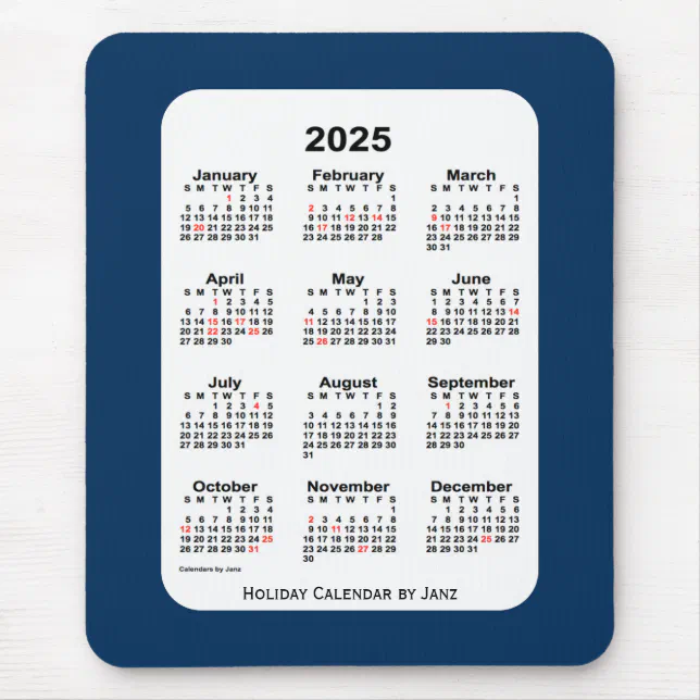2025 Holiday Police Box Blue Calendar by Janz Mouse Mat | Zazzle