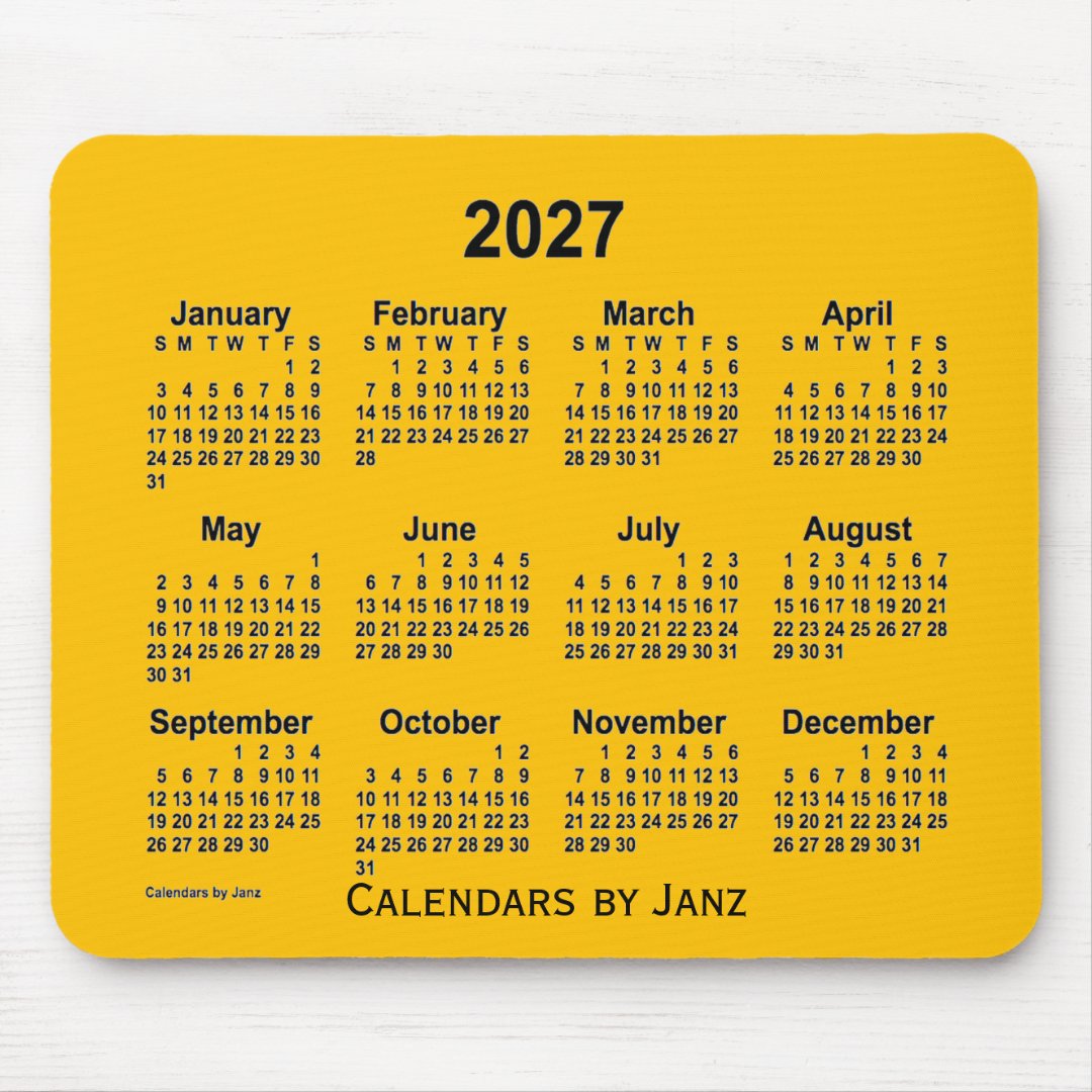 2027 Gold Calendar by Janz Mouse Pad | Zazzle