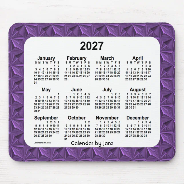 2027 Purple Diamonds Calendar by Janz Mouse Pad | Zazzle