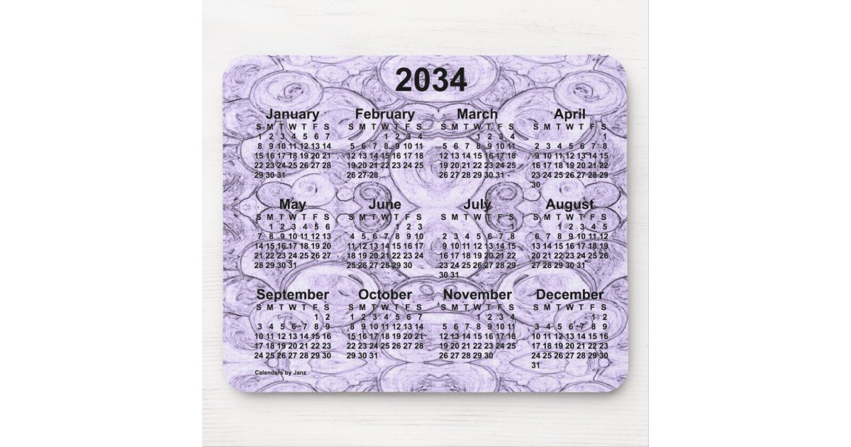 2034 Tiny Bubbles Purple Calendar by Janz Mouse Mat | Zazzle