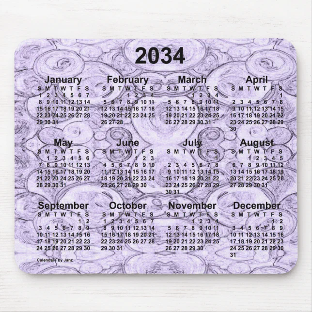 2034 Tiny Bubbles Purple Calendar by Janz Mouse Mat | Zazzle