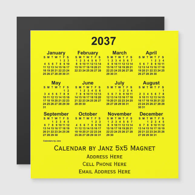 2037 Yellow Business Calendar by Janz | Zazzle