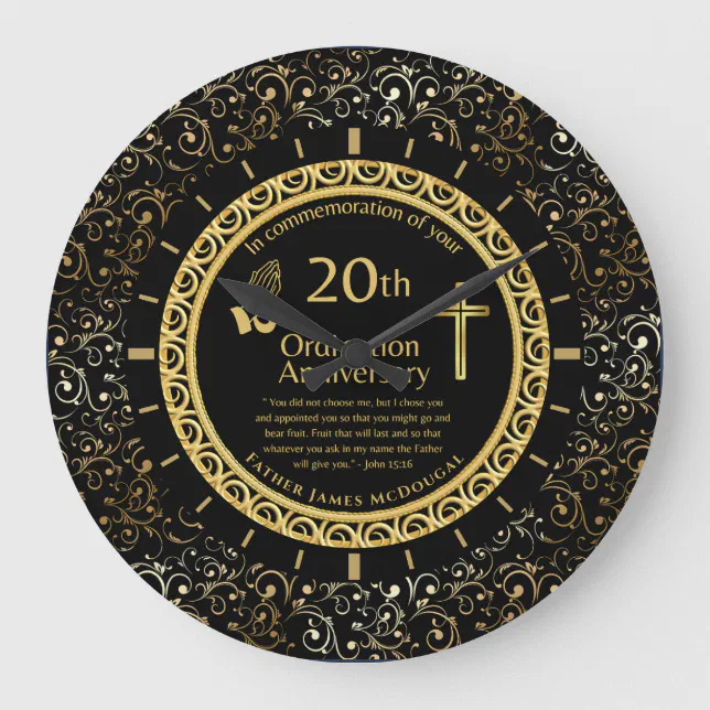 20TH Ordination Anniversary Priest PERSONALIZED Large Clock | Zazzle