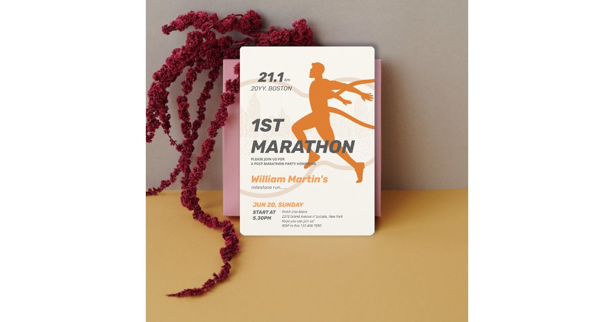 21.1km 1ST Marathon-Post Marathon Party Invitation | Zazzle