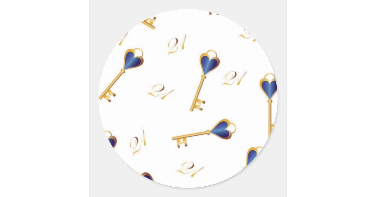 21st Birthday keys Classic Round Sticker | Zazzle