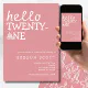 21st Birthday Party Hello Twenty-one Modern Pink Invitation | Zazzle