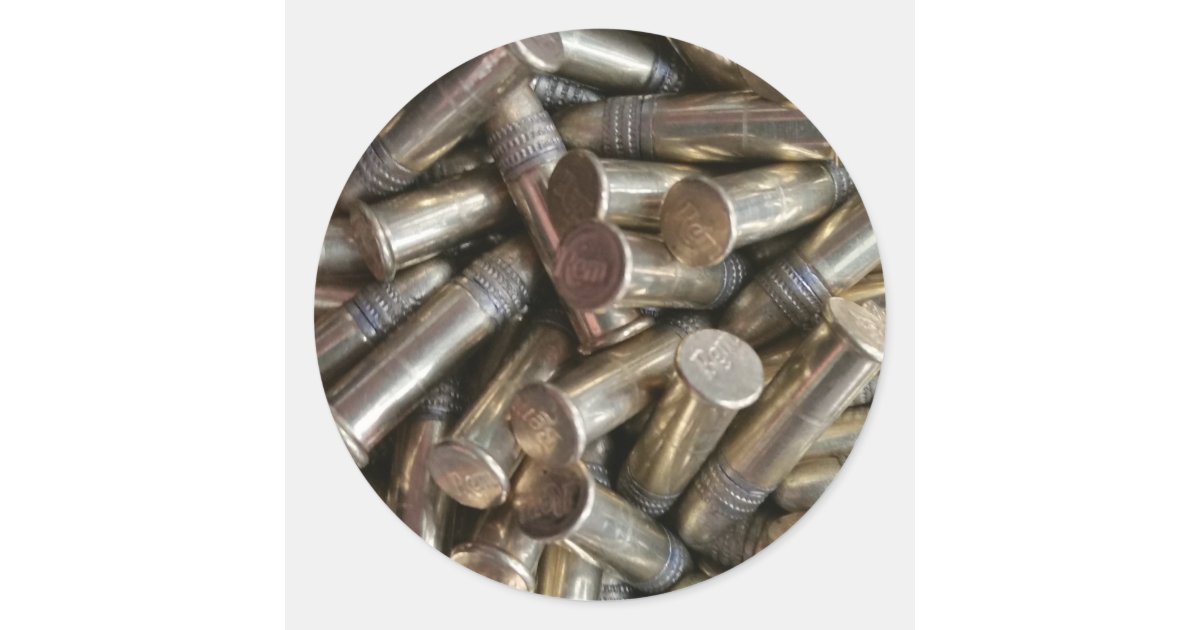 22 Calibre Bullets Classic Round Sticker | Zazzle