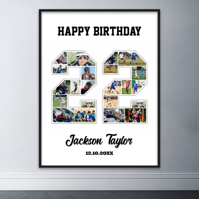 22nd Birthday Anniversary Number 22 Photo Collage Poster | Zazzle