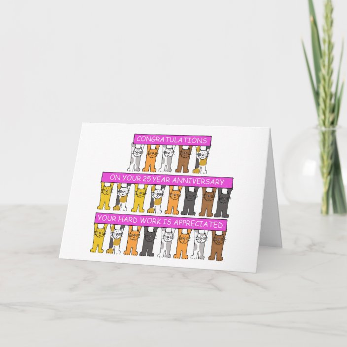 25 Year Work Anniversary Congratulations Cute Cats Card | Zazzle.co.uk