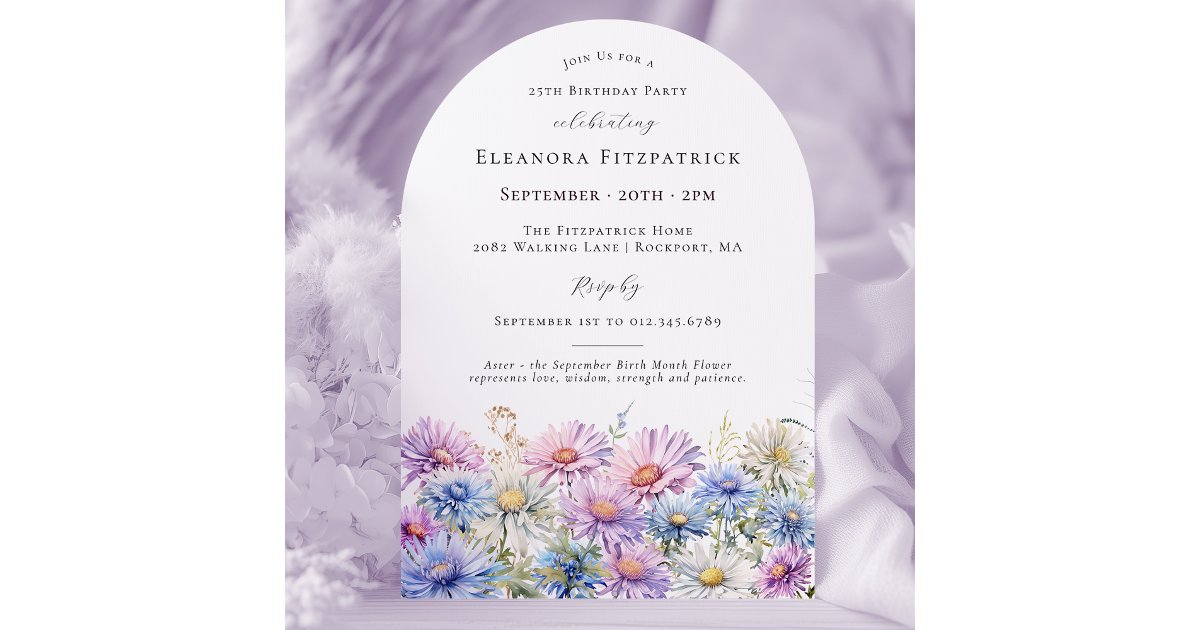 25th Birthday Party September Birth Month Flower Invitation | Zazzle