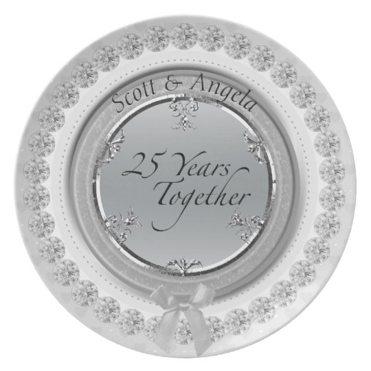 25th Silver Wedding Anniversary Keepsake 25 Years Plate | Zazzle.co.uk