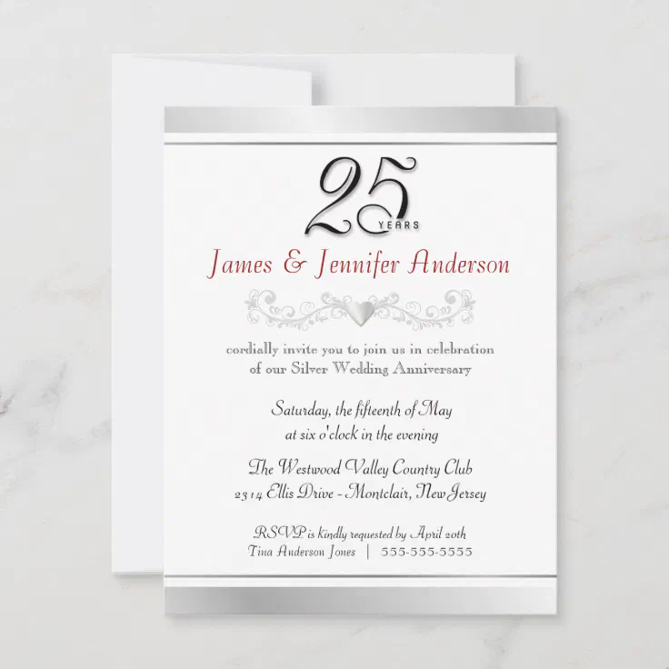 25th Wedding Anniversary Party Invitations | Zazzle