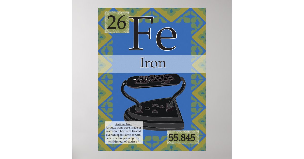 26. Iron (Fe) Periodic Table of the Elements Poster | Zazzle