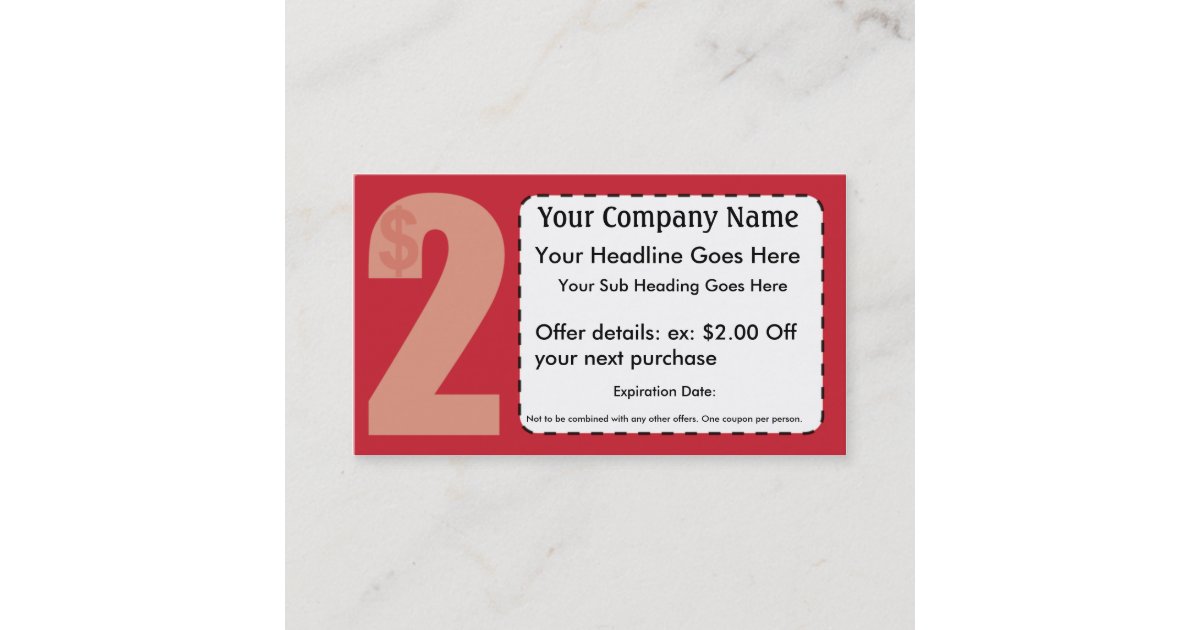 $2.00 Off Coupon Card | Zazzle