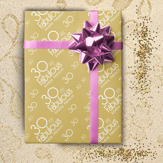 30 and Fabulous Modern 30th Birthday Wrapping Paper | Zazzle
