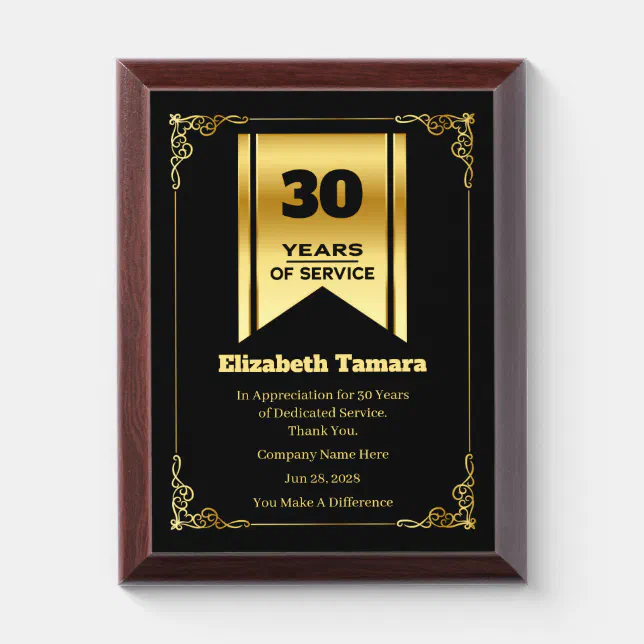 30 Year Work Anniversary | Employee Appreciation Award Plaque | Zazzle