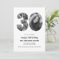30th Birthday Number 30 Photo Collage Black White Invitation | Zazzle