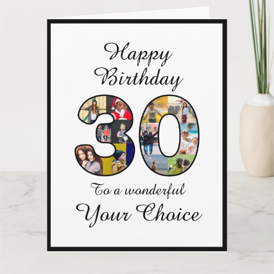 30th Birthday Party Happy 30 Photo Text Template | Zazzle.co.uk