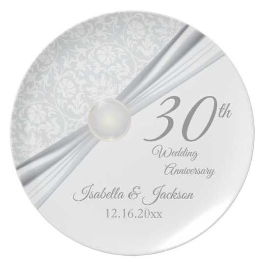 30th Pearl Wedding Anniversary Keepsake Design Plate | Zazzle.co.uk