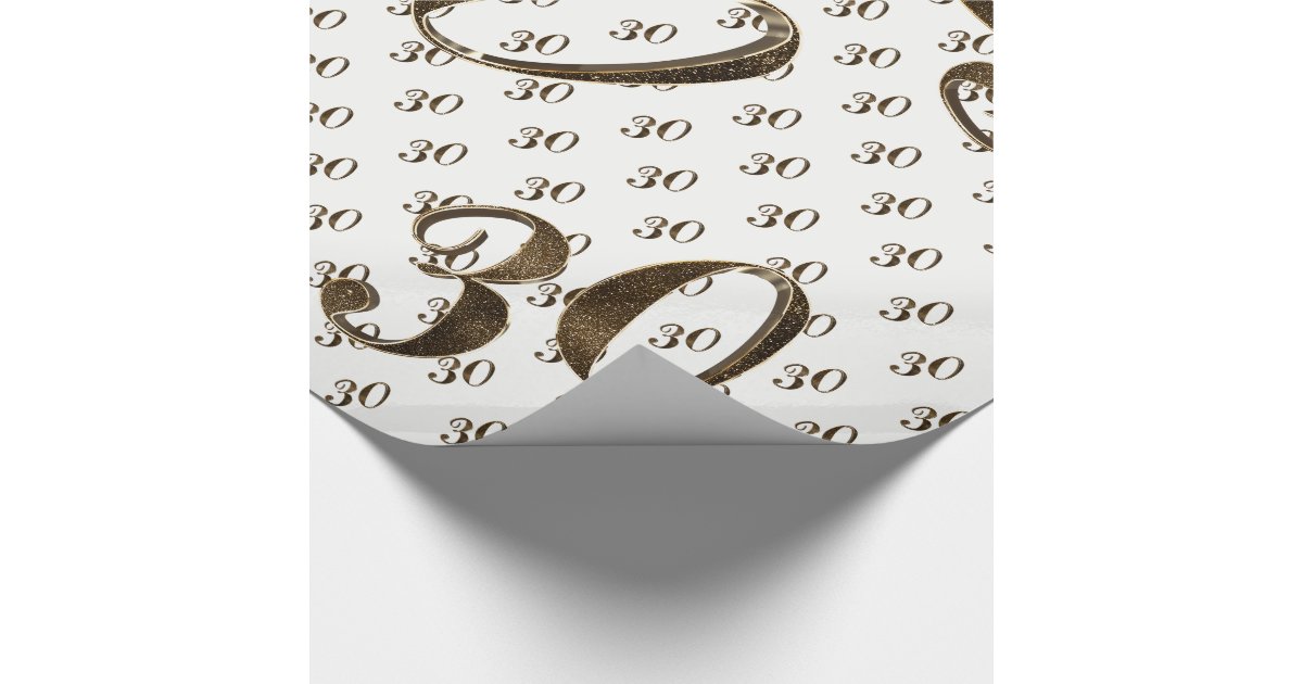 30th Pearl Wedding Anniversary Typography Elegant Wrapping Paper | Zazzle