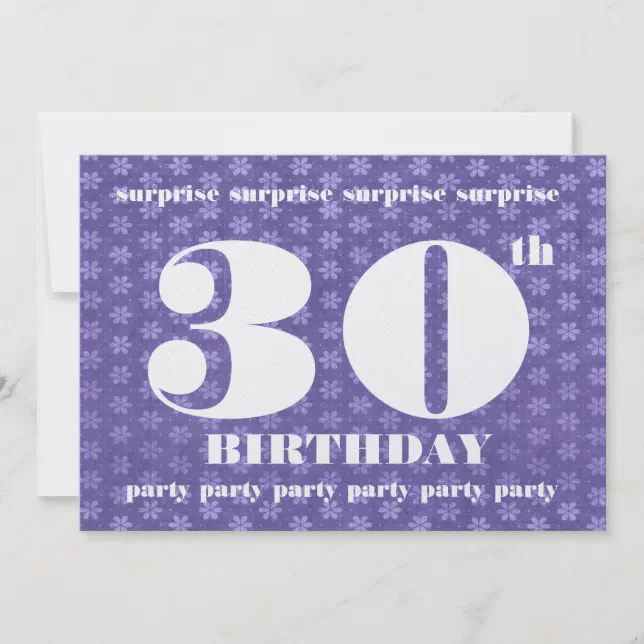 30th SURPRISE Birthday Party Big Numbers Template | Zazzle