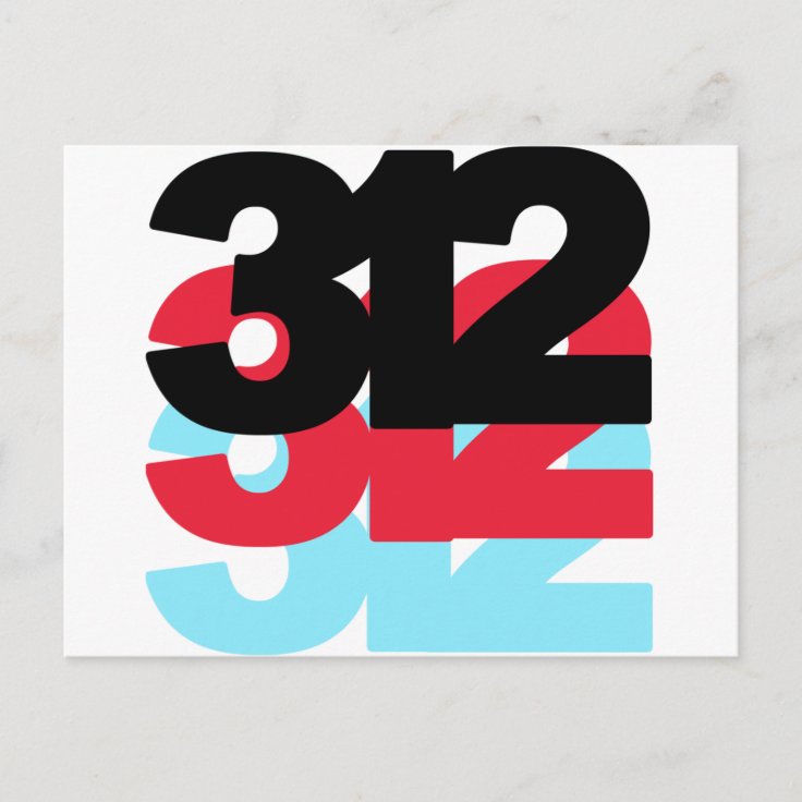 312 Area Code Postcard | Zazzle