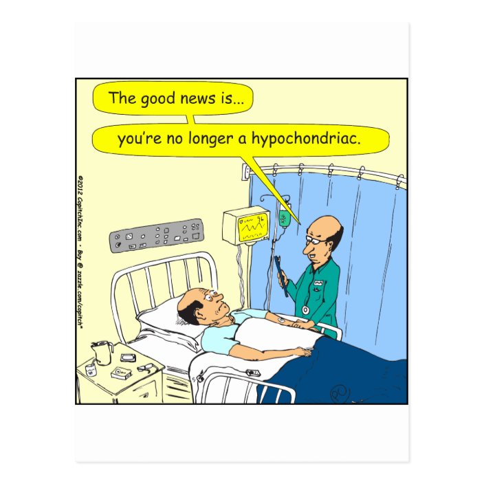 348 No longer a hypochondriac colour cartoon Postcard | Zazzle.co.uk